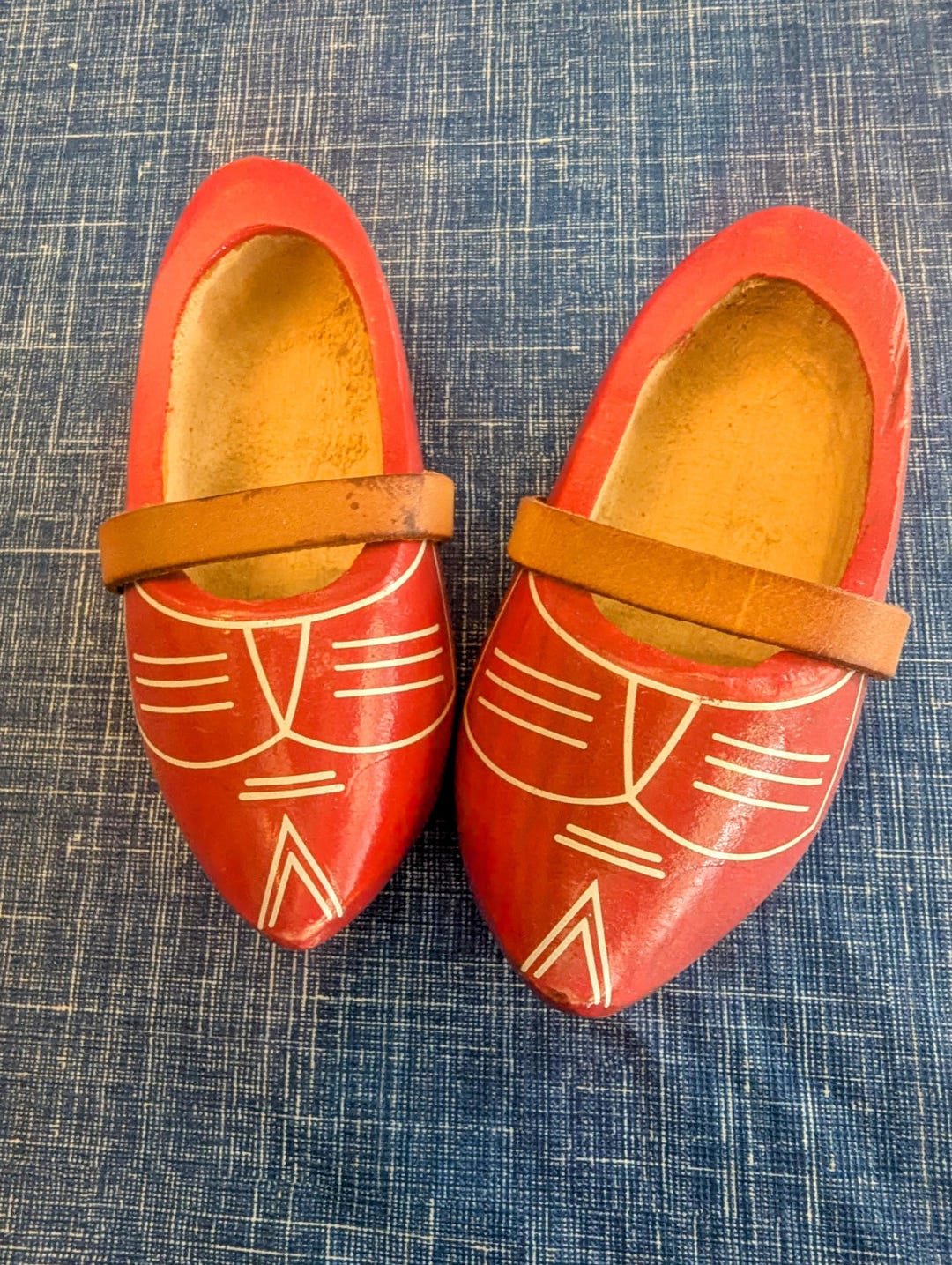 Vintage Hand Carved Wooden Clogs: Red Dutch Folk Art Decor - Etsy