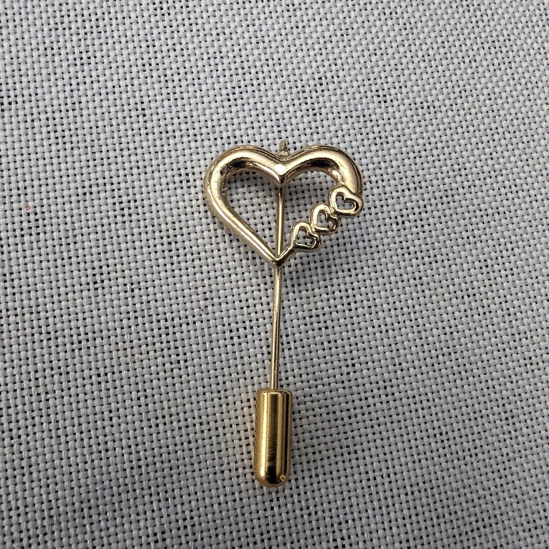 Heart Hat Pin: Gold Tone Lapel Pin With Hearts - Etsy