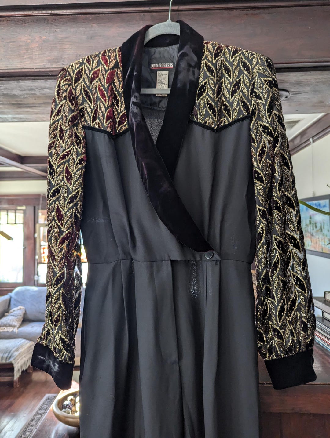 John Roberts Vintage Pantsuit 1990's Size 12, Velvet and Gold Lamay - Etsy