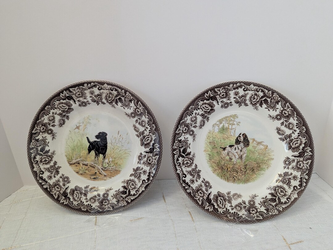 Spode Vintage 8" Woodland Dogs Plates - Etsy