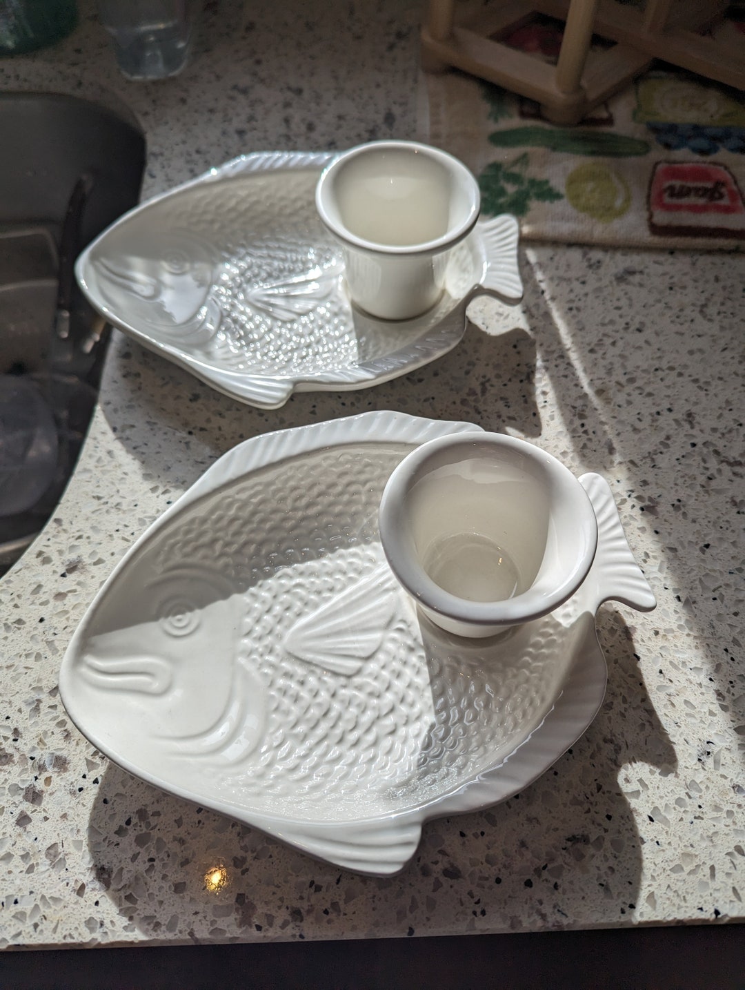 Whittier Pottery Fish Plates With Dipping Cups - Etsy