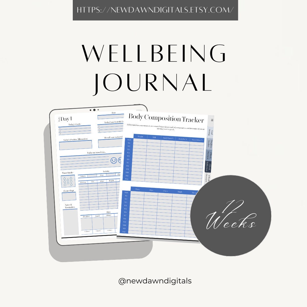 Wellbeing Journal 12 Week Planner Undated Journal Undated Digital ...