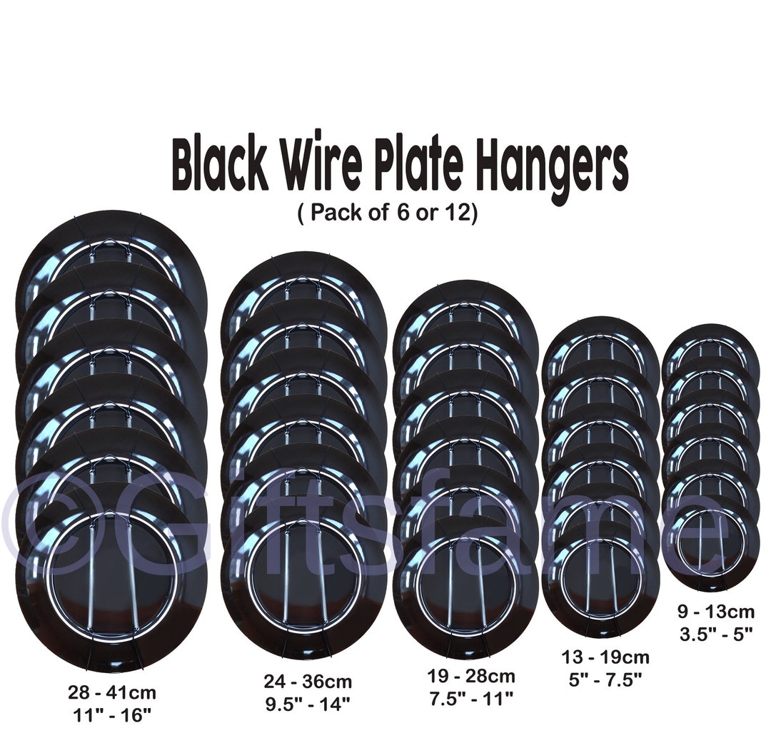 6-12 Black Wall Display Plate Dish Wire Spring Hanger Holder Hangers ...