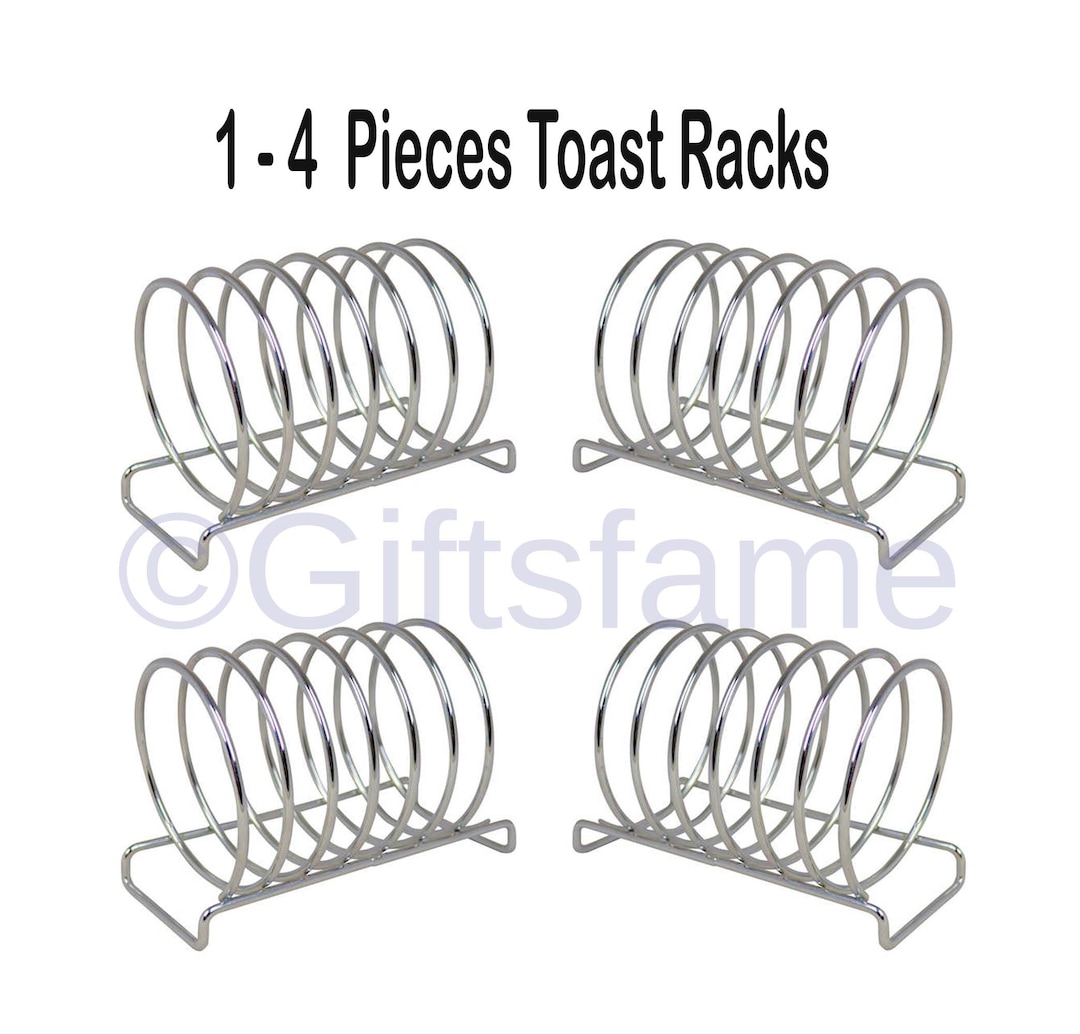 1-4 Pieces Round Chrome Plated 6 Slots Toast Rack Bread Loaf Slices ...