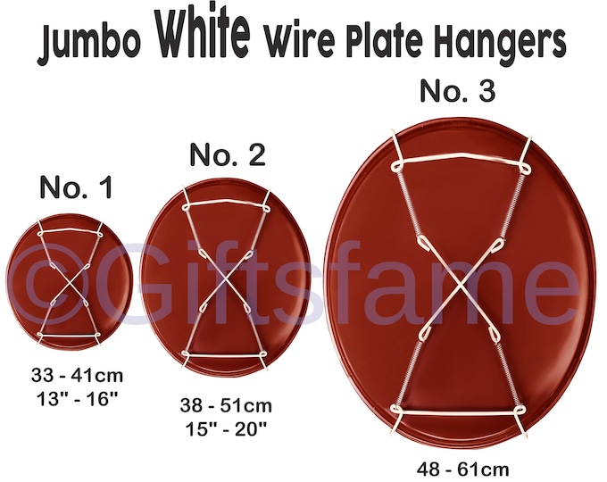 Extra Large White Wall Display Plate Dish Wire Tray Spring Hanger ...