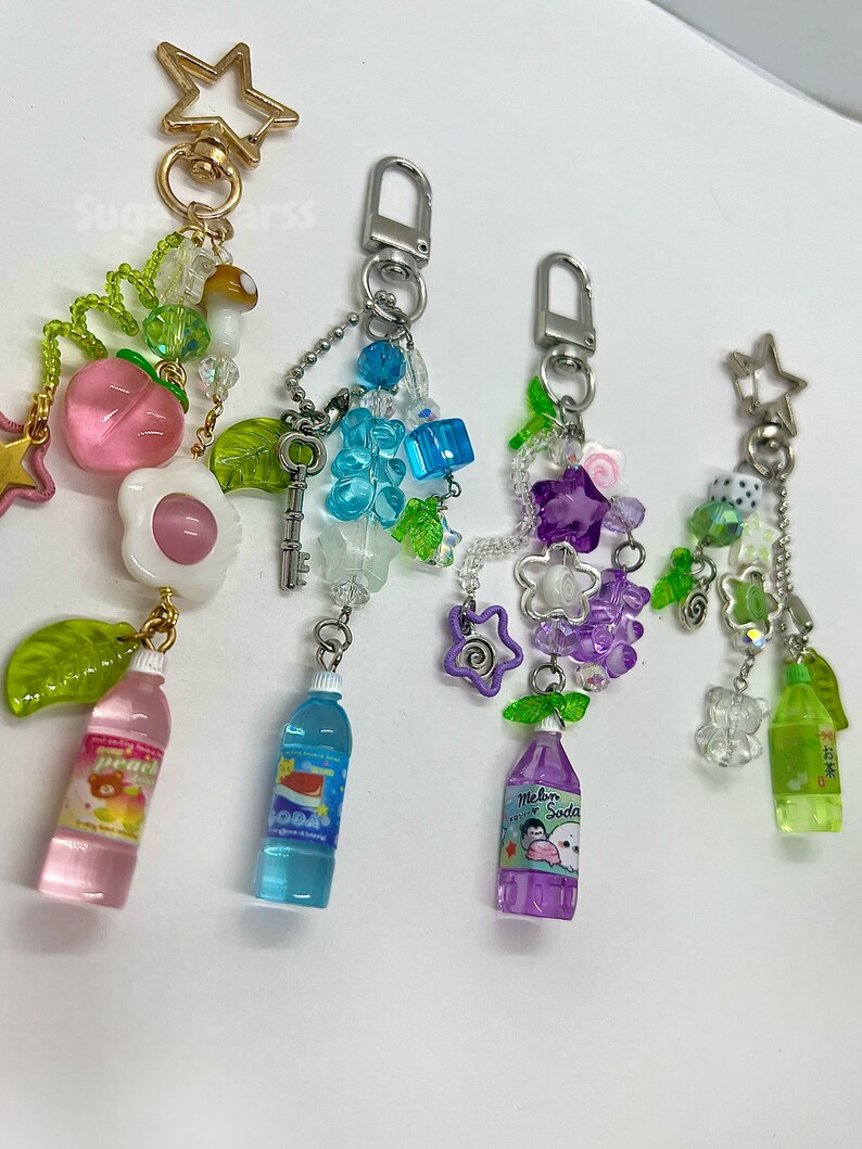 Mini Soda Bottle Keychains, Ramune Soda Bottle Charm, Friendship Charms ...