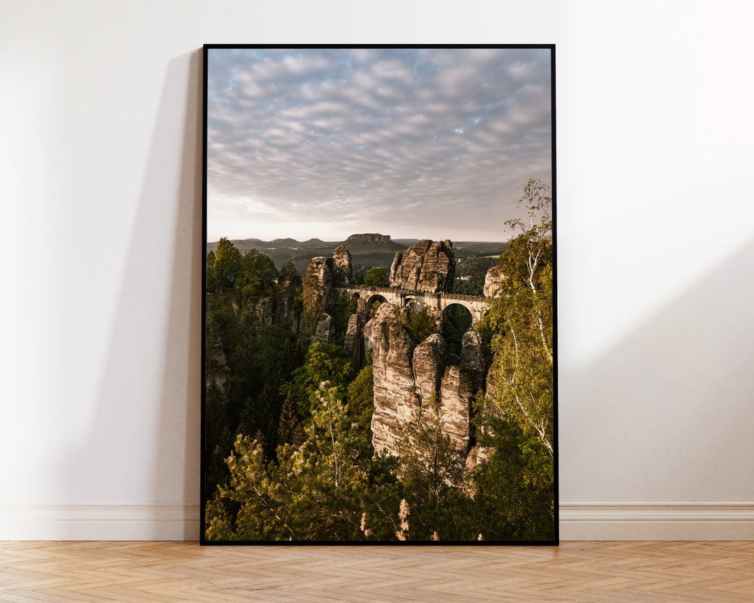 Mural "basteibrücke" / Bridge, Bastei, Elbe Valley, Saxon Switzerland ...