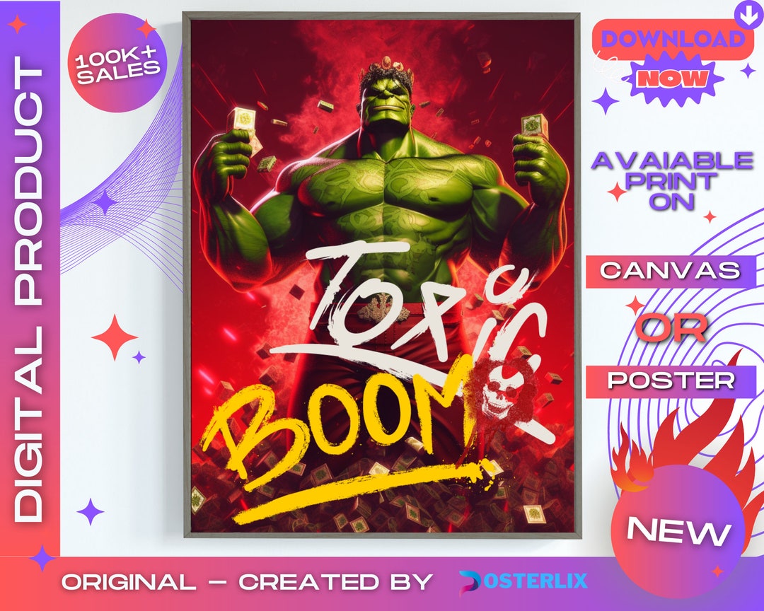 Hulk Toxic Boom Custom Portrait Modern Wall Art Unique - Etsy