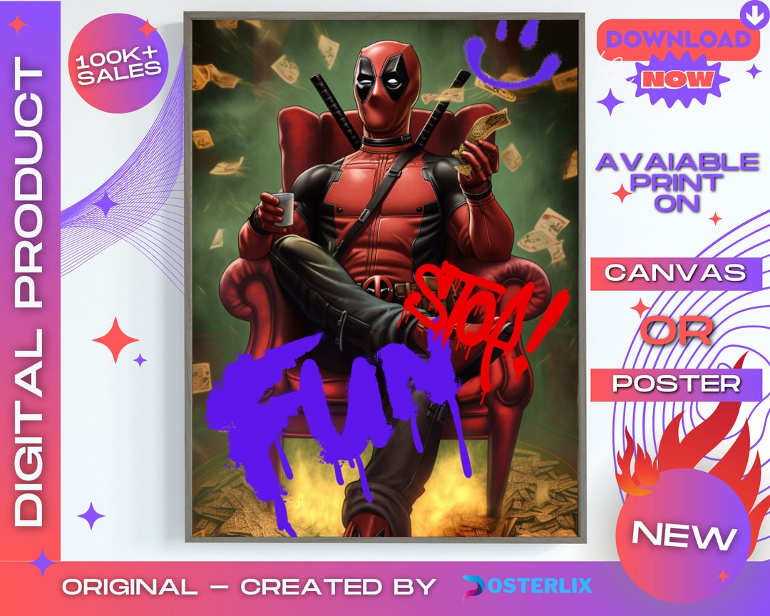 Deadpool - Stop Fun - Custom Portrait Modern Wall Art Unique Deadpool ...