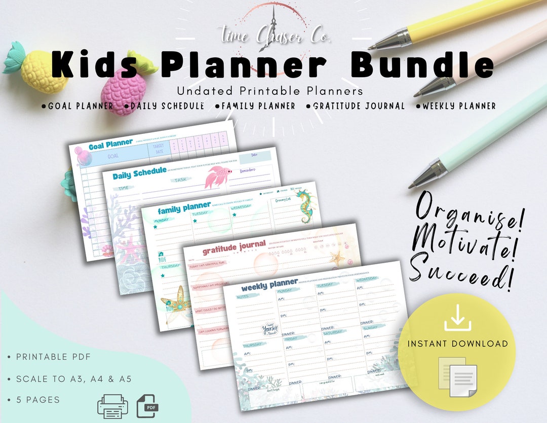 Ocean Planner Bundle, Printable Planner, Family Organizer, Goal ...