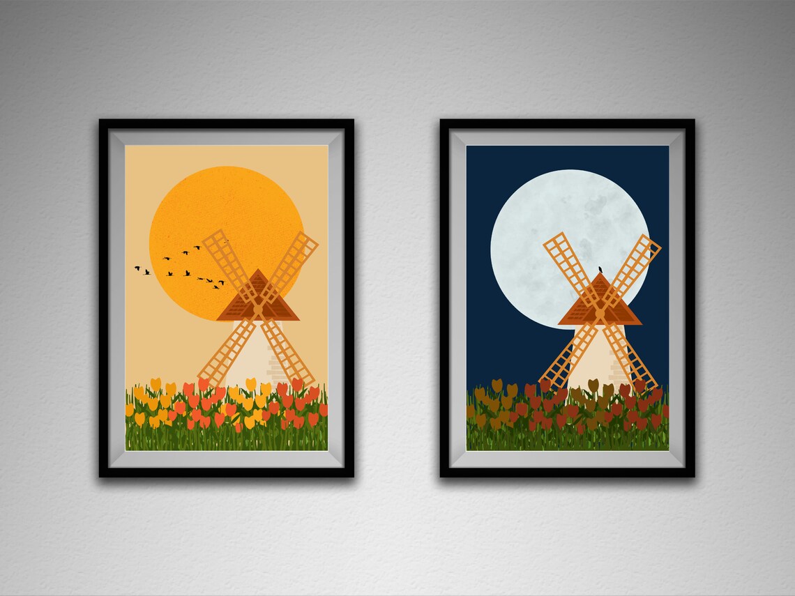 Nursery Windmill Wall Print Windmill Print for Kids Printable Windmill ...