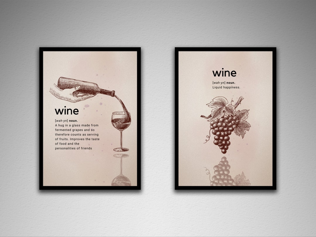 Wine Wall Art Wine Definition Wall Print Wine Wall Print Set of 2 Wine ...