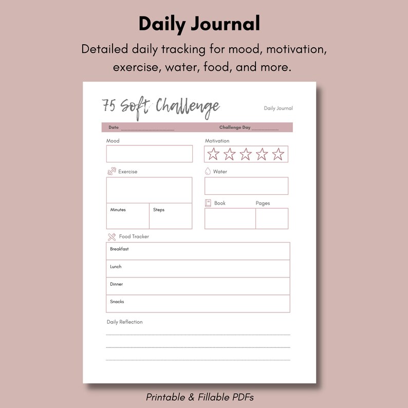 75 Soft Challenge Digital Tracker Bundle, Fitness Challenge Printable ...