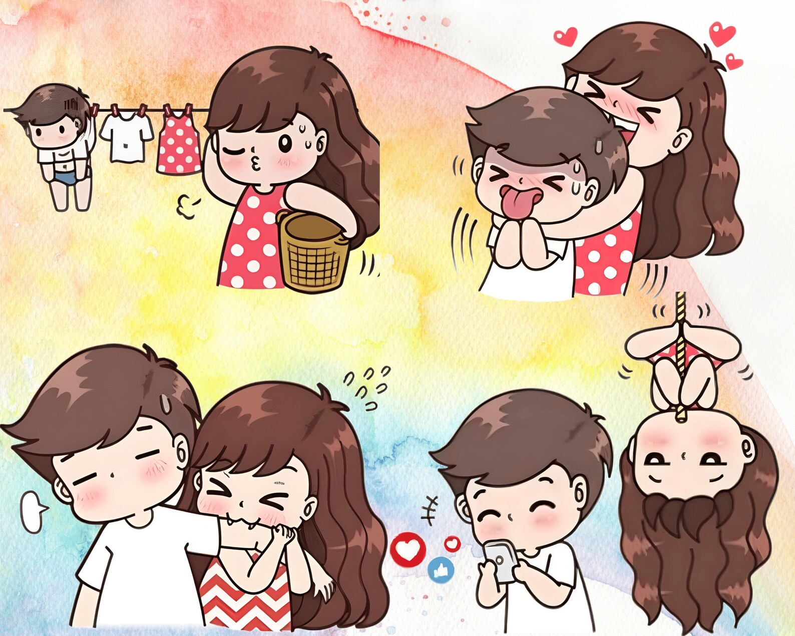 Couple Stickers Goodnotes Notability,cute Couple Cartoon Stickers ...