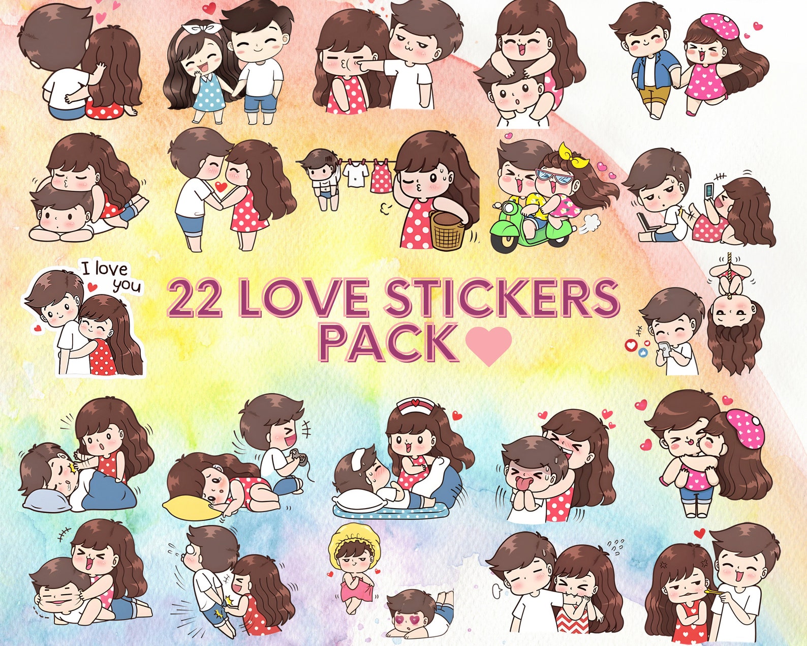 Couple Stickers Goodnotes Notability,cute Couple Cartoon Stickers ...