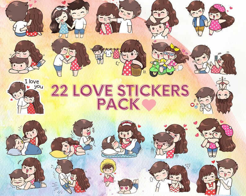 Couple Stickers Goodnotes Notability,cute Couple Cartoon Stickers ...