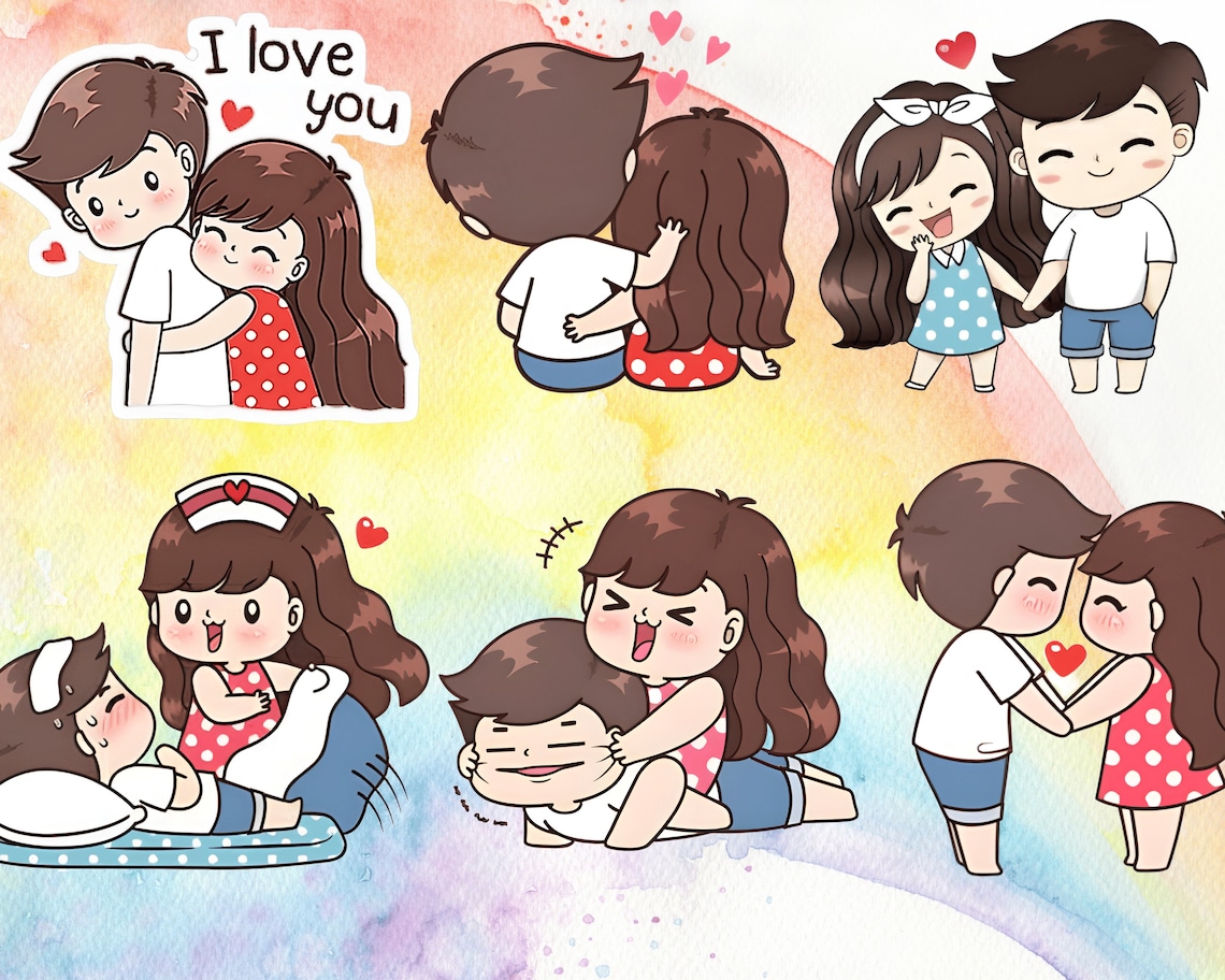 Couple Stickers Goodnotes Notability,cute Couple Cartoon Stickers ...