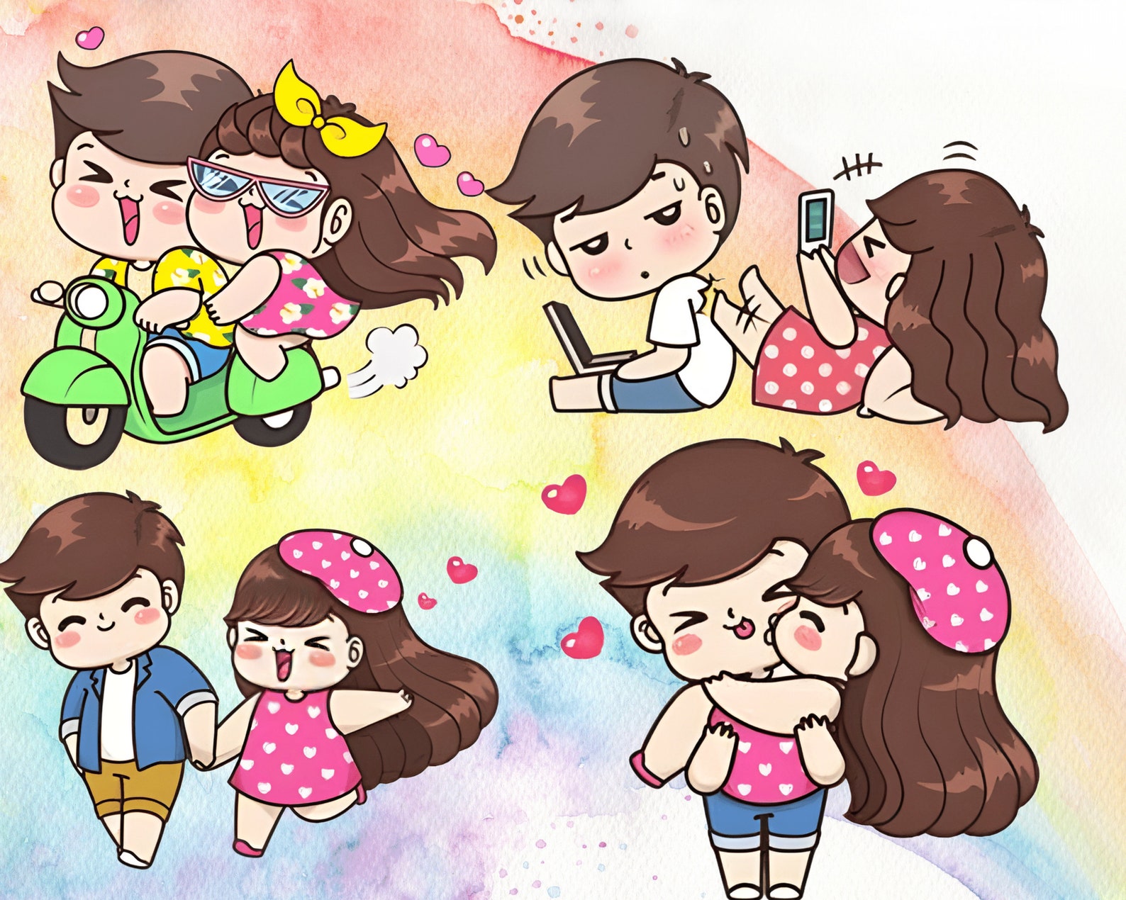 Couple Stickers Goodnotes Notability,cute Couple Cartoon Stickers ...