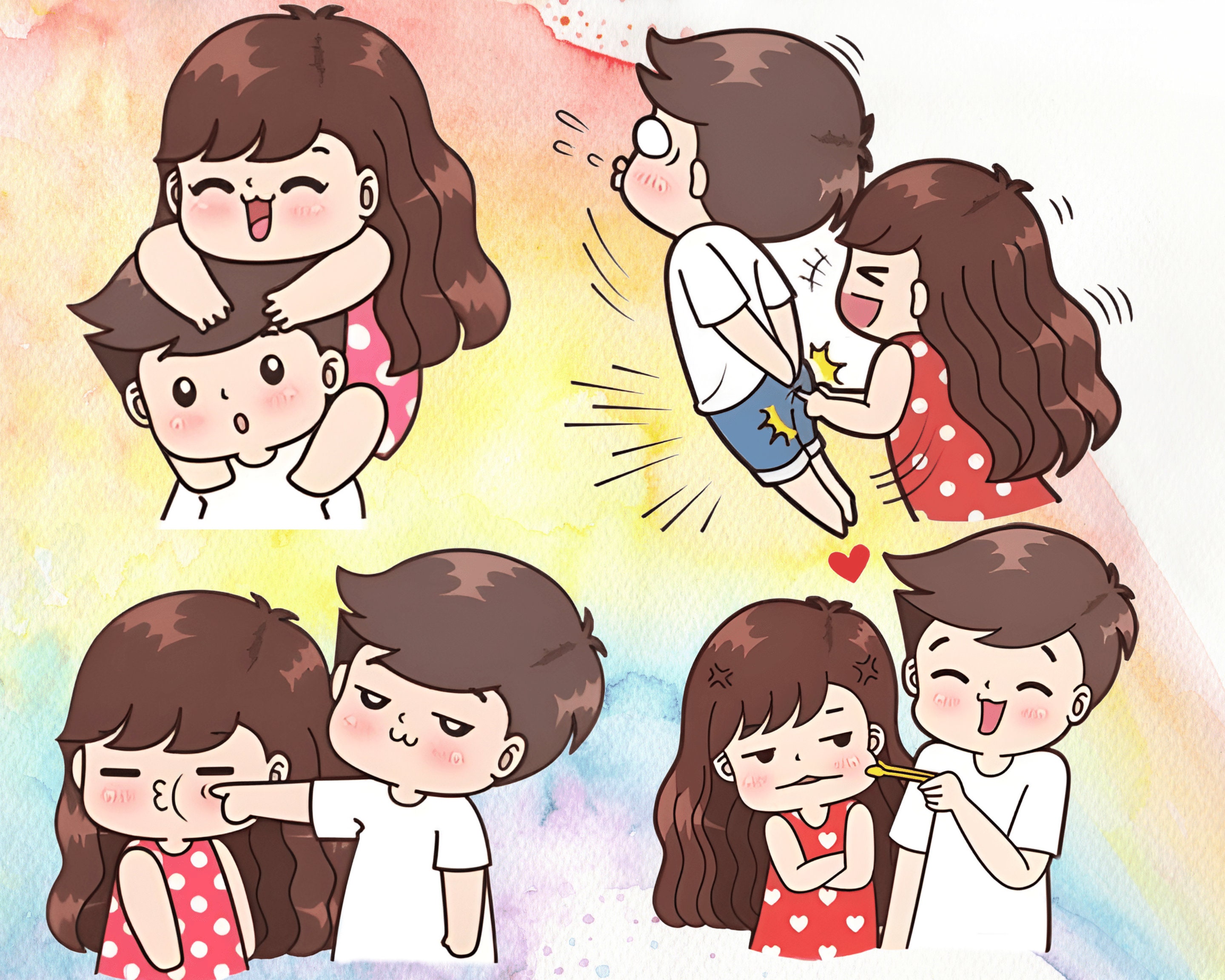 Couple Stickers Goodnotes Notability,cute Couple Cartoon Stickers ...