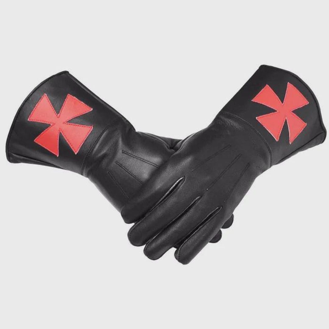 Knights Templar Commandery Gauntlet – Black Leather With Red Cross - Etsy