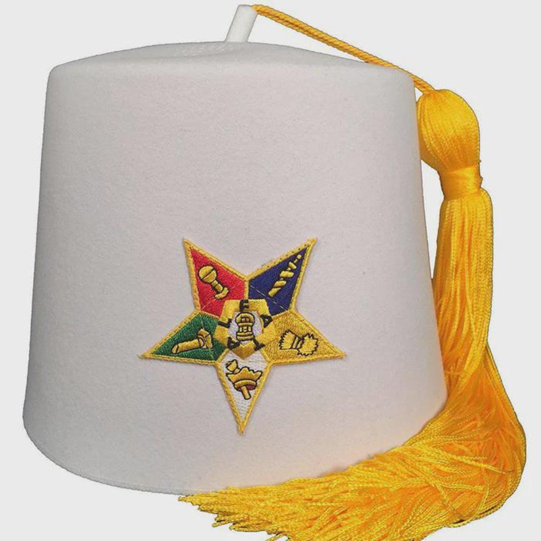 Order of the Eastern Star OES Fez Hat – Pure White With Two Tassel ...