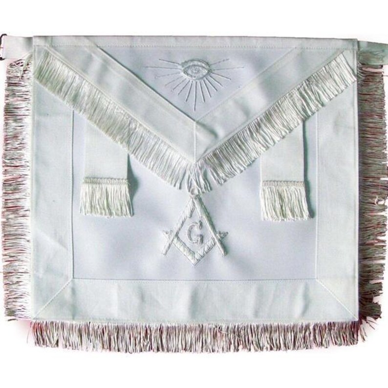 Masonic Master Mason Apron – All White With Fringe | Blue Lodge Regalia ...