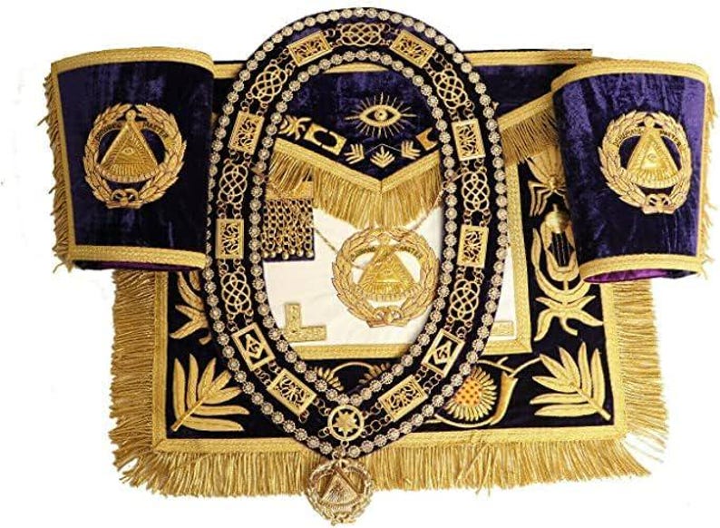 Masonic Deputy Grand Master Regalia Set – Lambskin Apron, Chain Collar ...