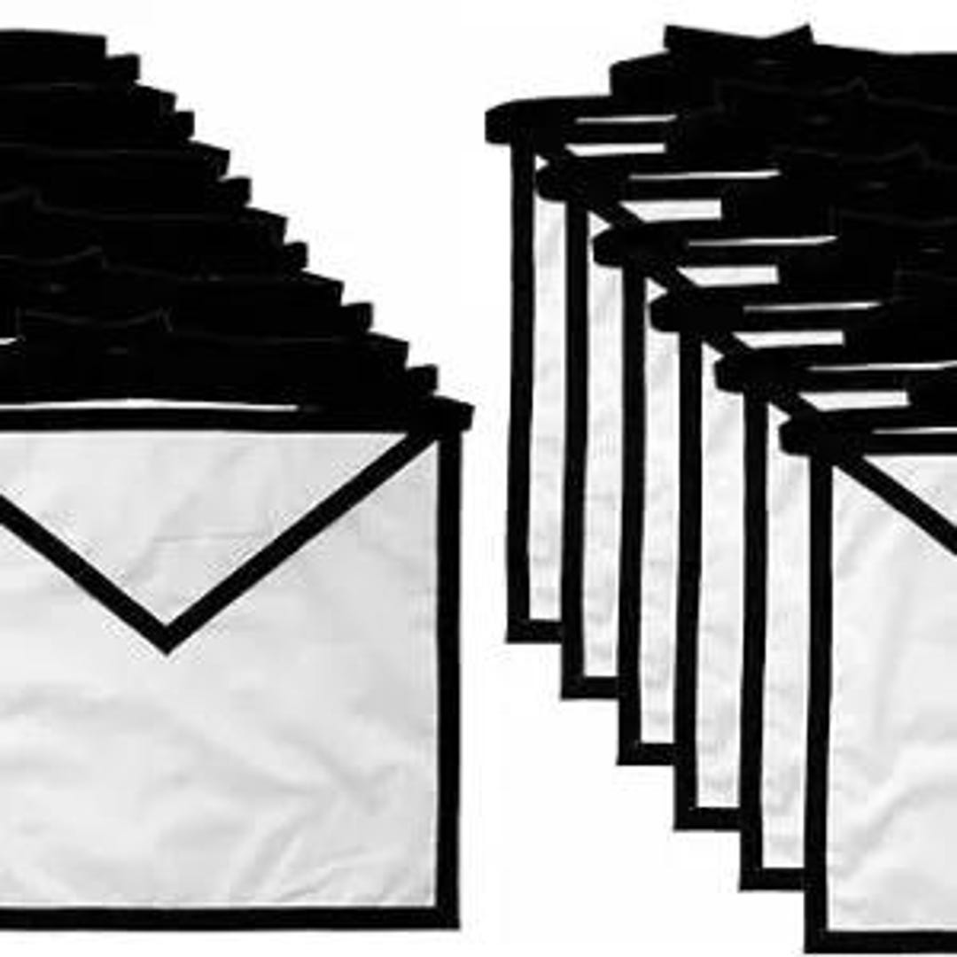 Masonic Funeral Aprons - White Cotton Duck Cloth With Black Ribbon ...