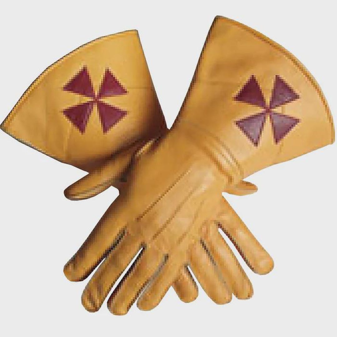Knights Templar Commandery Gauntlet – Yellow Leather With Red Cross - Etsy