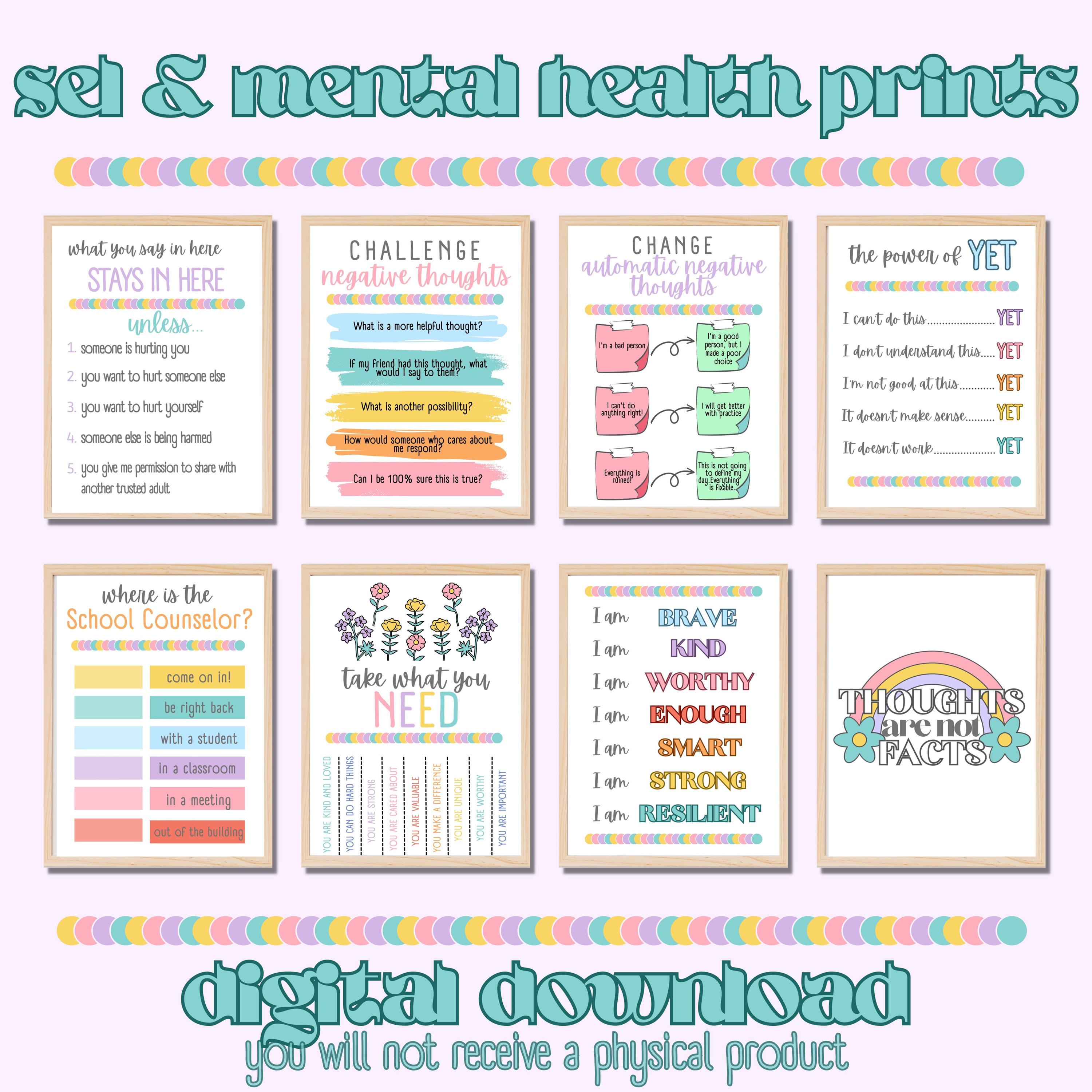 Set of 20 Pastel Classroom Decor, School Social Worker Prints Digital ...