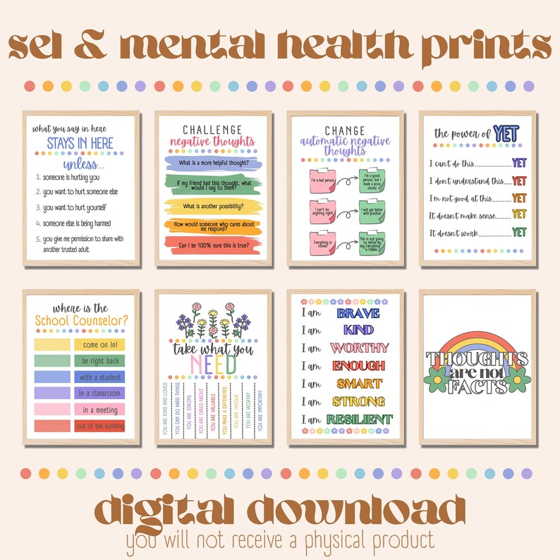 Set of 20 Rainbow School Social Worker Poster Prints Digital Download ...