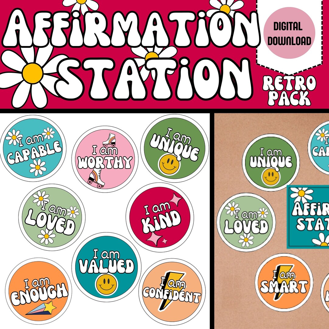 Retro Affirmation Station Signs, Positive Affirmation Posters ...