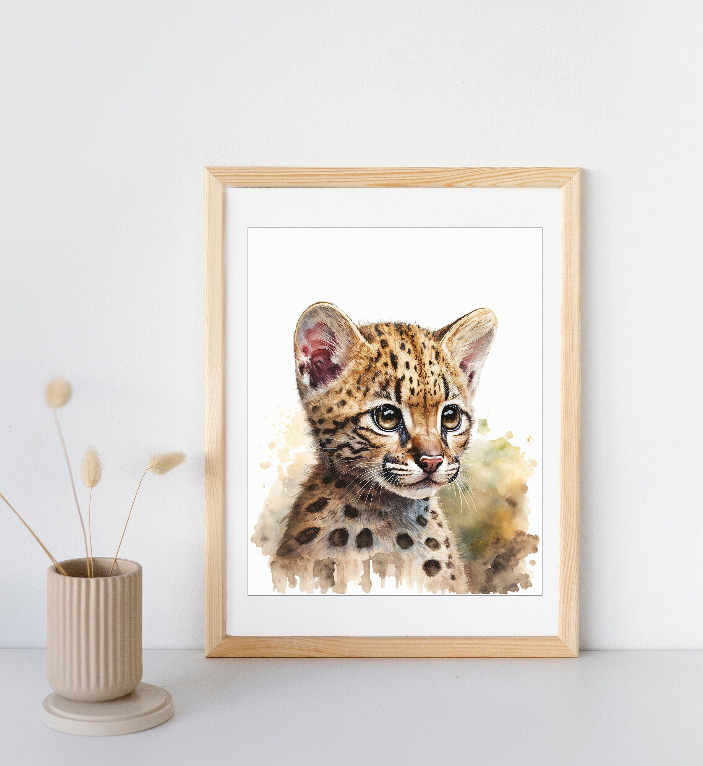 Jaguar Printable Wall Art | Printable Animal Portrait | Cute Jaguar Cub ...