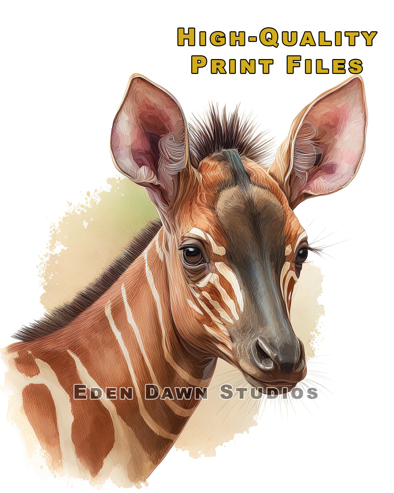 Okapi Printable Wall Art | Printable Animal Portrait | Cute Okapi ...