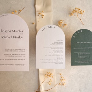 Half Arch Minimalist Wedding Invitation Suite, Modern Romantic Arched ...