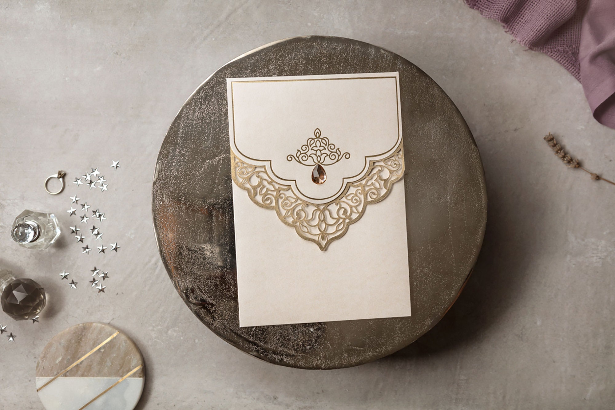 Diamond Wedding Invitation, Laser Cut Elegant Gorgeous Invitation Set ...