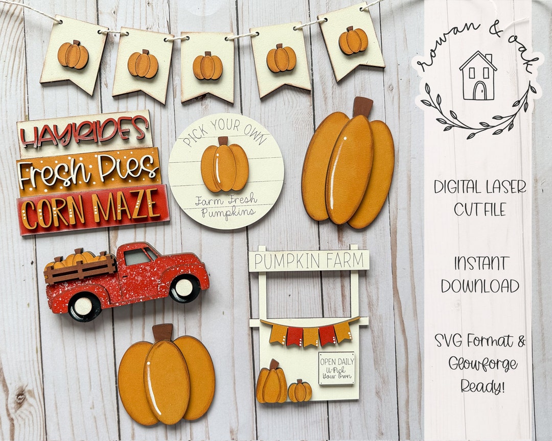 Pumpkin Farm Tiered Tray SVG | Pumpkin Patch Svg | Glowforge Fall Laser ...