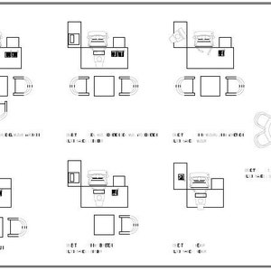 2D Drawings of Office Desk, Computer, Office Materials, Office ...