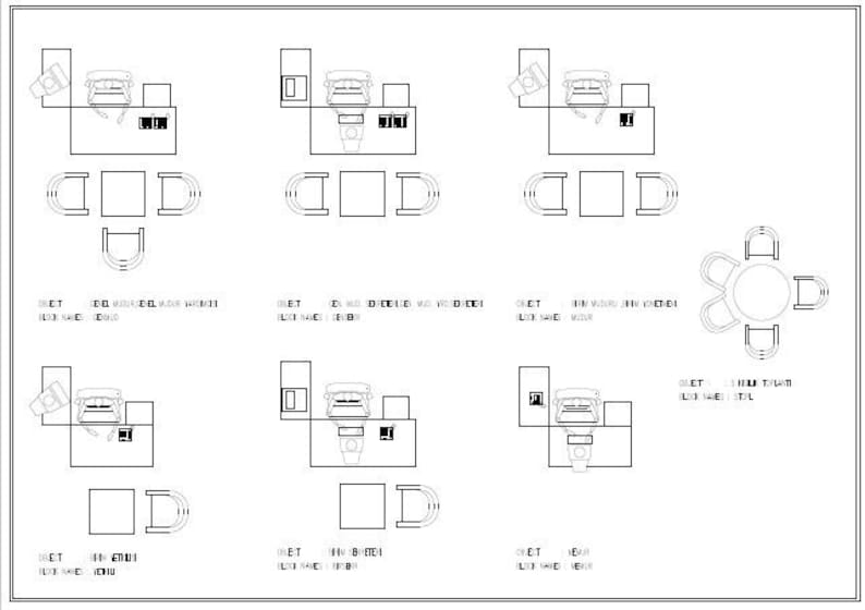 2D Drawings of Office Desk, Computer, Office Materials, Office ...