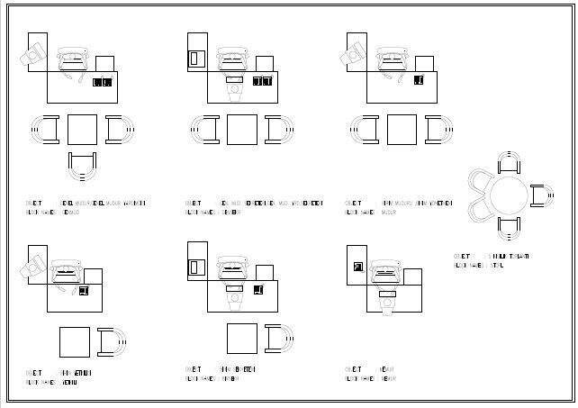 2D Drawings of Office Desk, Computer, Office Materials, Office ...