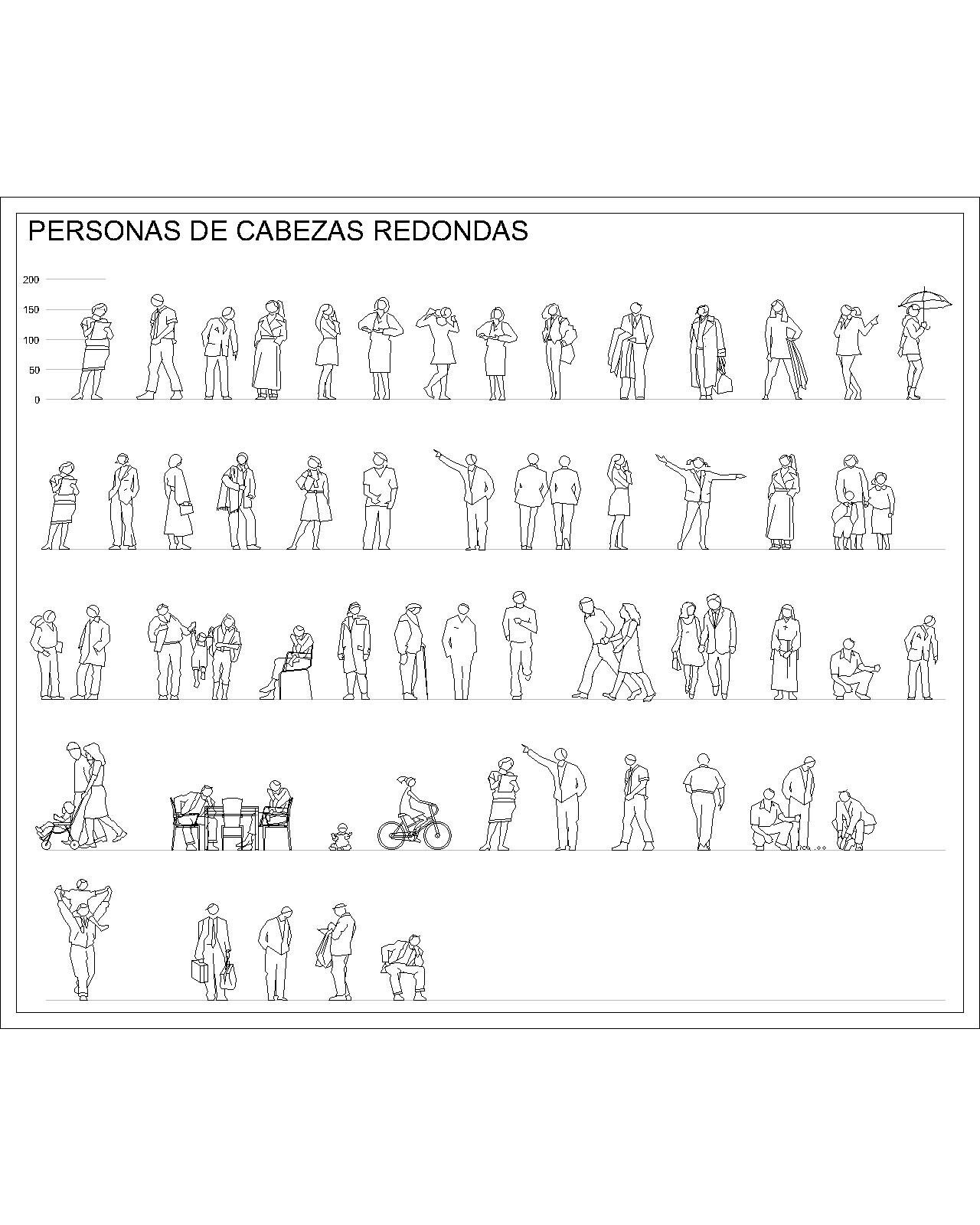 Autocad 2d Dwg Dxf Pdf Blocks Of Human Figures In Different Positions