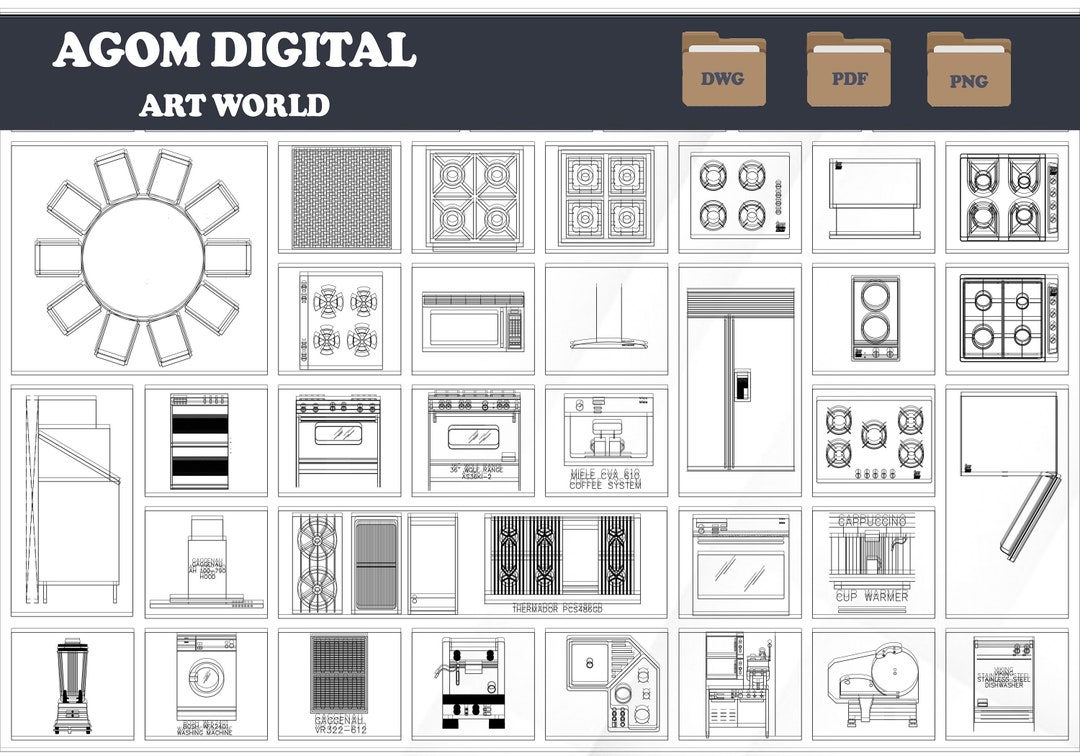 2D Drawing of Kitchen Cabinets Kitchenware and White Goods - Etsy