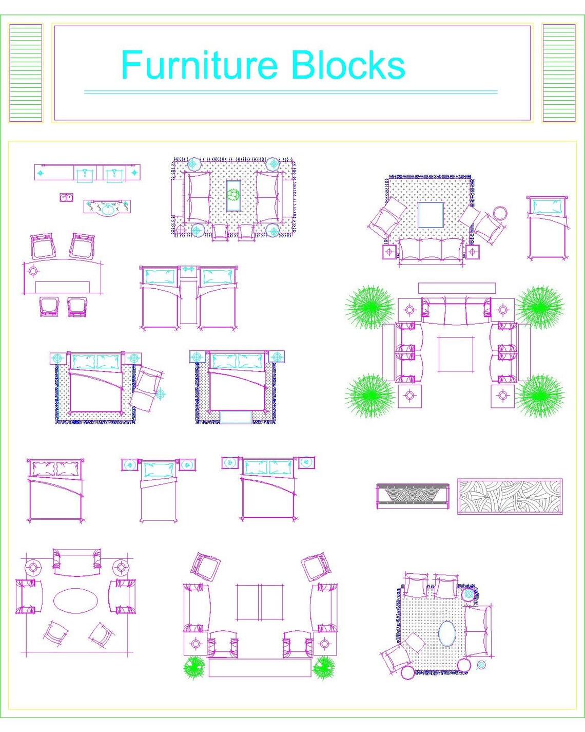 Autocad 2D DWG DXF PDF Furniture Blocks, Bedrooms, Kitchens and ...