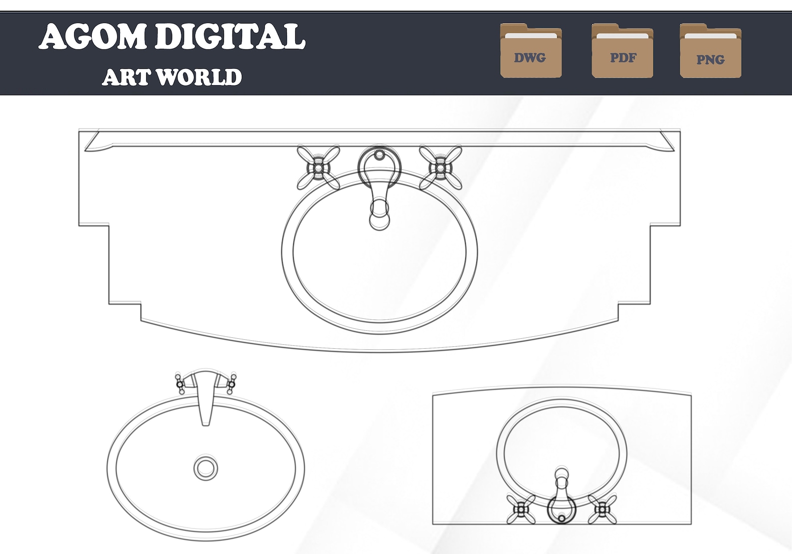 2D Drawings of Washbasin Model , Washbasin Materials's Autocad 2D DWG ...
