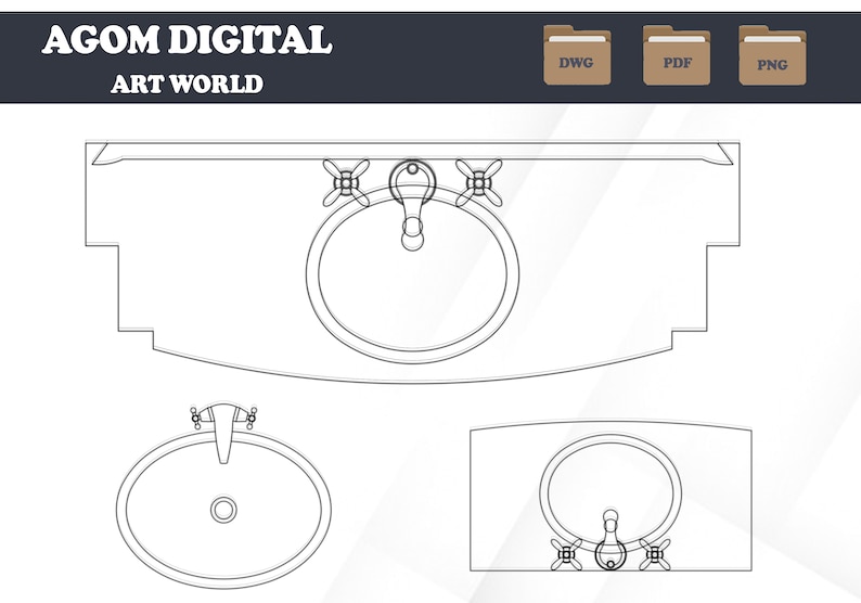 2D Drawings of Washbasin Model , Washbasin Materials's Autocad 2D DWG ...