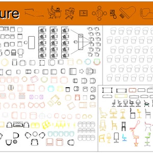 Autocad 2D DWG DXF PDF Furniture File, Ready Block for Autocad, 2D ...