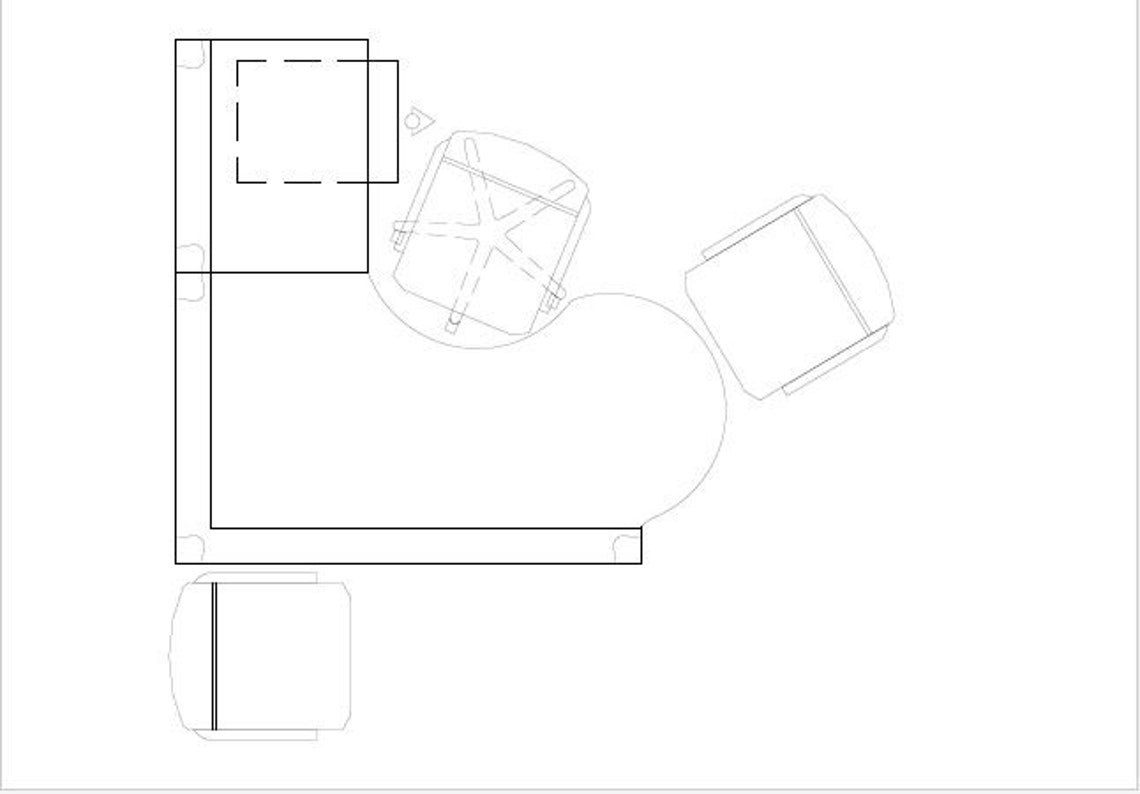 2D Drawings of Office Desk, Computer, Office Materials, Office ...