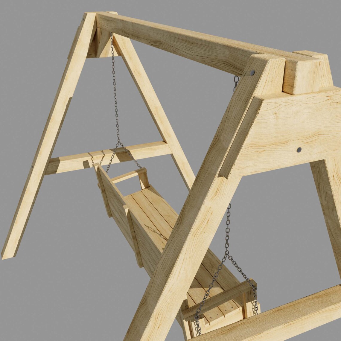 Wooden Garden Swing Chair 3D Model, DWG DXF PDF File, 2d Drawing ...