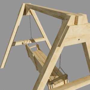 Wooden Garden Swing Chair 3D Model, DWG DXF PDF File, 2d Drawing ...