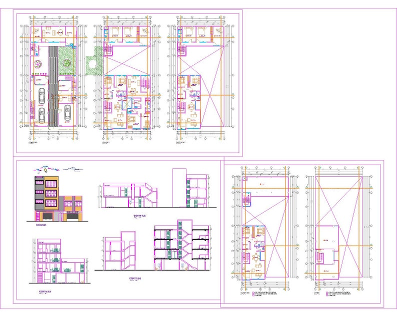 Autocad 2D DWG DXF PDF Multi-family Housing Buildings,autocad 2D ...